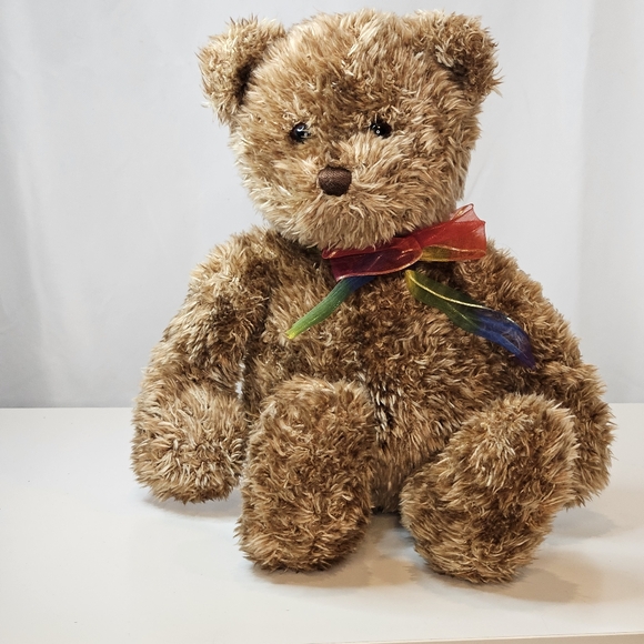Gund | Toys | Gund Bearessence Plush Brown Teddy Bear With Rainbow Bow ...